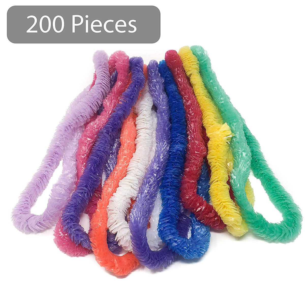 200 Piece Plastic Flower Leis Bulk Assortment - Tropical Leis Luau Par ...